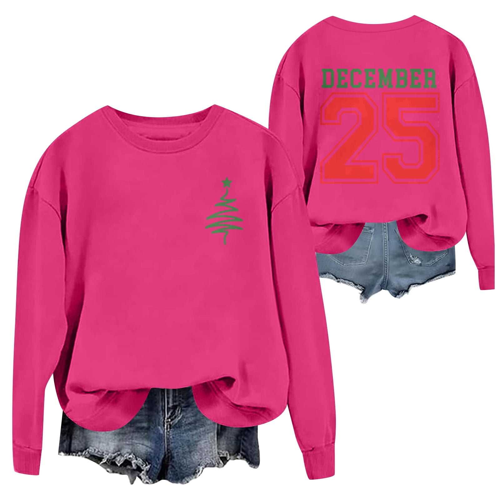 CCRFTGI Christmas Womens Sweatshirt Funny december 25 Graphic Shirt ...