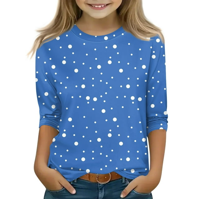 CCRFTGI Clothes Kids Size 15-16 Polka Dot Graphic 3/4 Sleeve Tween ...