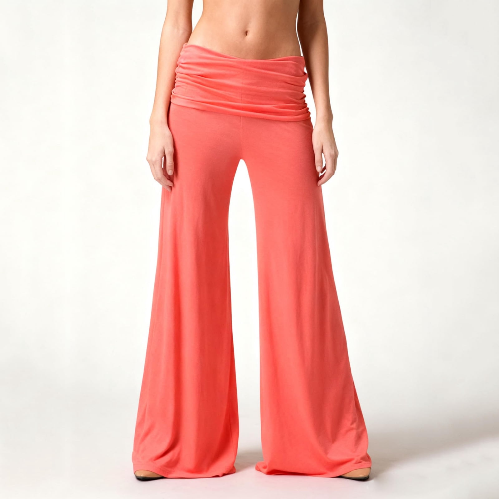 CCRFTGI Coral Fold Over Pants for Women Fashion Loose Fit Ruched Waist ...