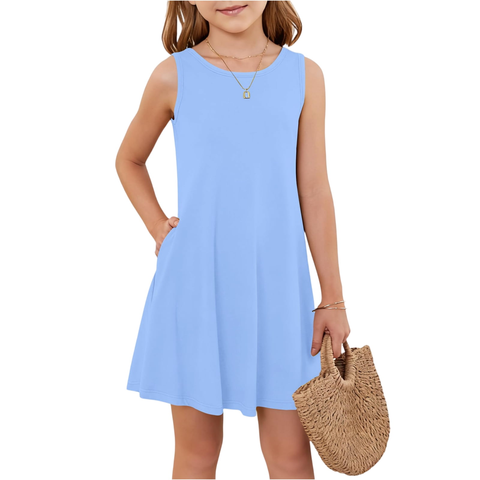 CCRFTGI Cute Girls Dresses Size 7 Mini Crewneck Dress Holiday Wedding ...