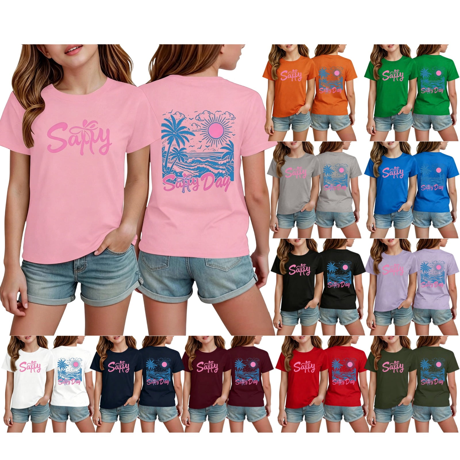 CCRFTGI Cute Shirt for Kids Girls Size 10-12 Hawaiian Tropic Bow Sappy ...