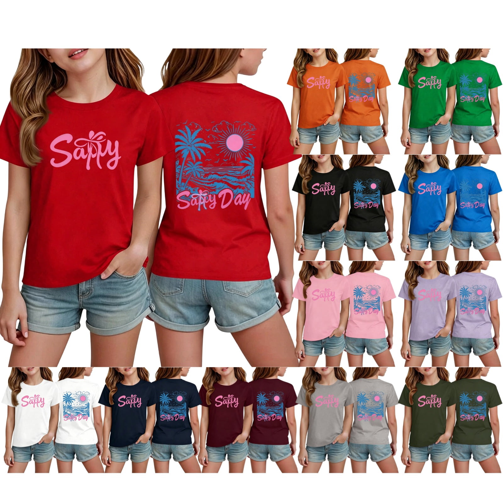 CCRFTGI Cute Shirt for Kids Girls Size 7 Hawaiian Tropic Bow Sappy Day ...