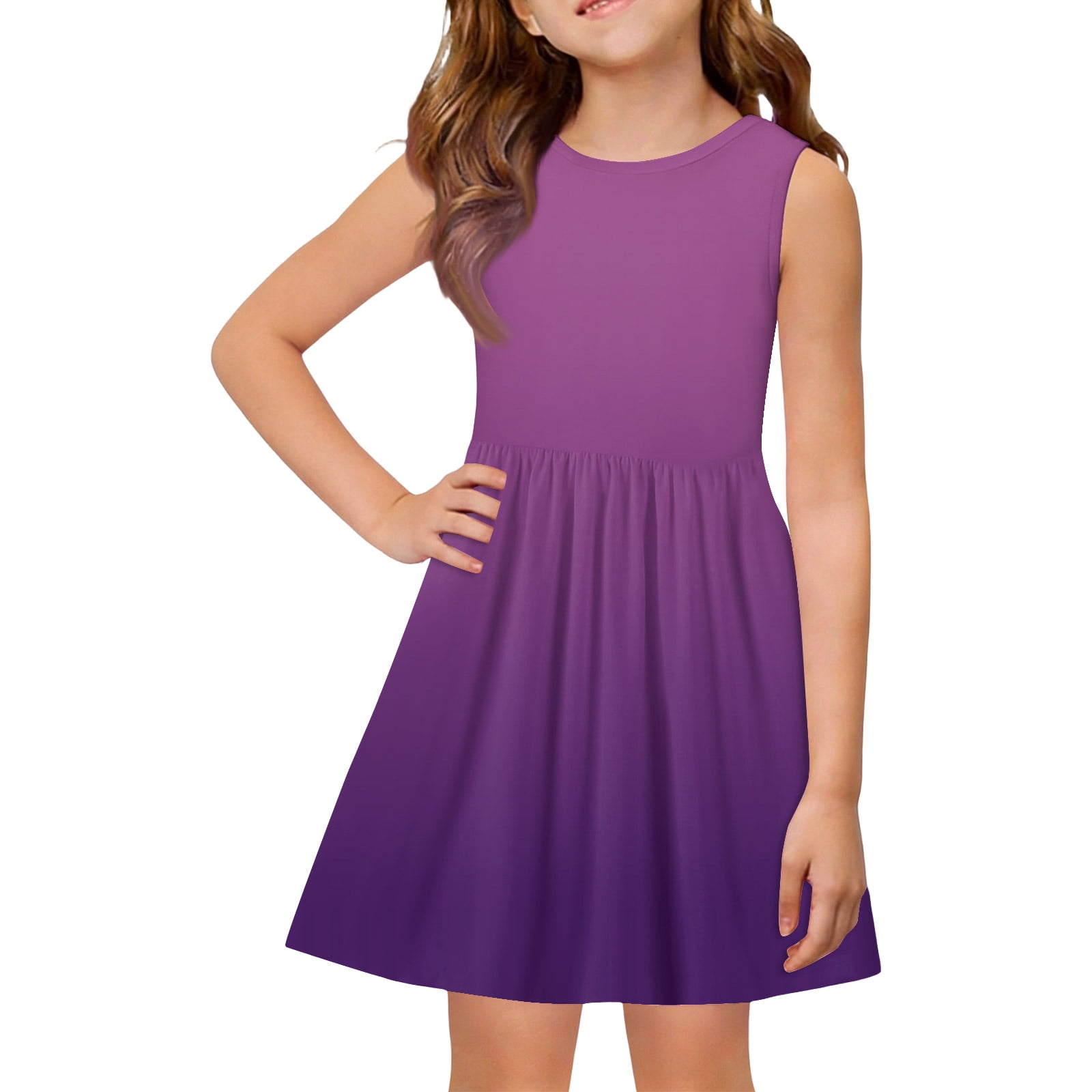 CCRFTGI Dresses for Kids Girls 10-12 Mini Purple Gradient Dress Party ...