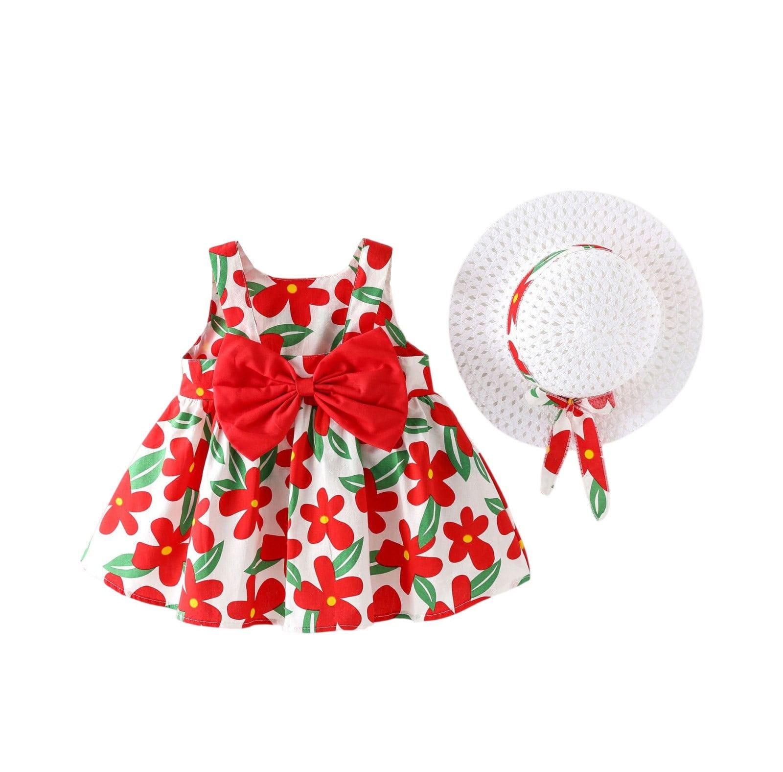 CCRFTGI Dresses for Girls Summer Sleeveless Floral Dress Backless ...