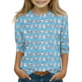 CCRFTGI Easter 3/4 Sleeve Girls Tops 10-12 Cute Bunny Rabbit T-shirt ...