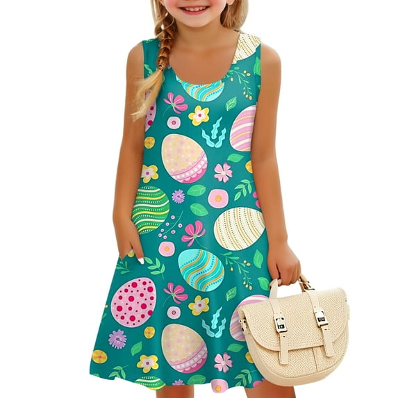 CCRFTGI Easter Dresses for Children Girls Size 8 Cute Easter Egg Print ...