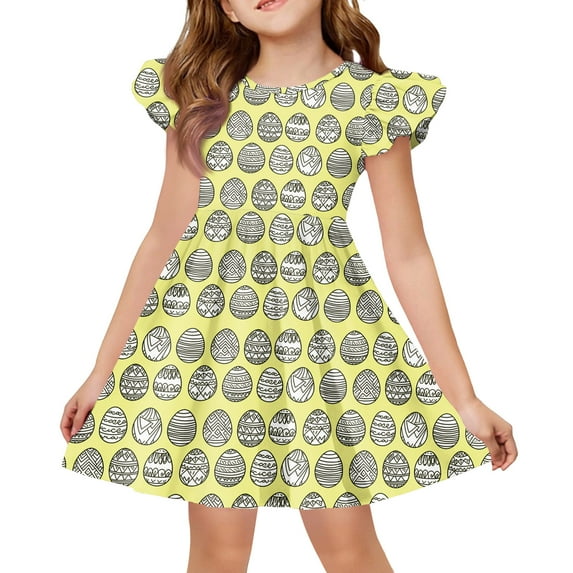 CCRFTGI Easter Girls Dresses Size 7 Funny Easter Egg Print Swing Ruffle ...