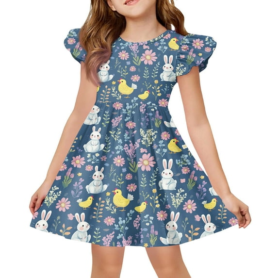 CCRFTGI Easter Girls Dresses Size 8 Cute Bunny Rabbit Ruffle Sleeve ...