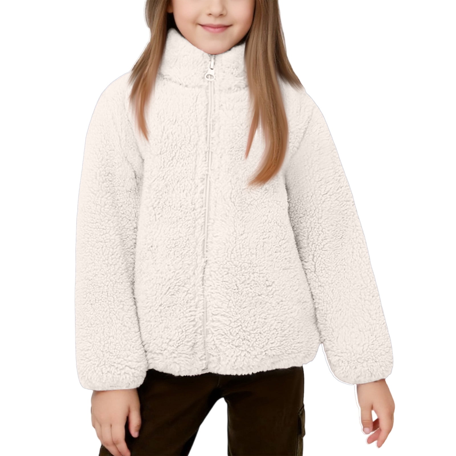 CCRFTGI Fall Jacket for Girls Fleece Sherpa Full Zip Outwear Coat Soft ...
