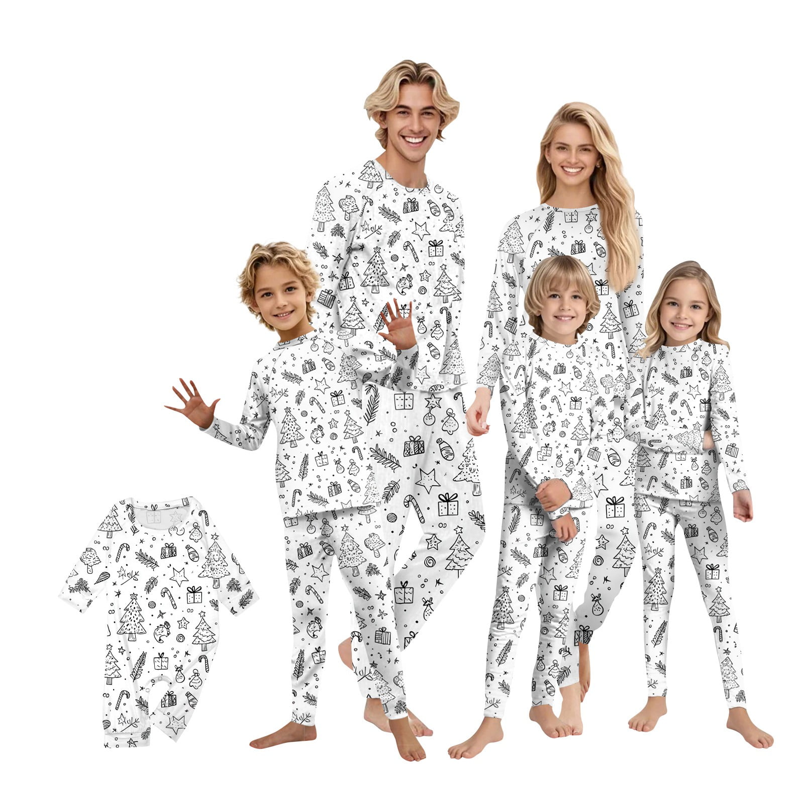 CCRFTGI Family Christmas Pajamas Matching Sets Colorable Diy Hand ...