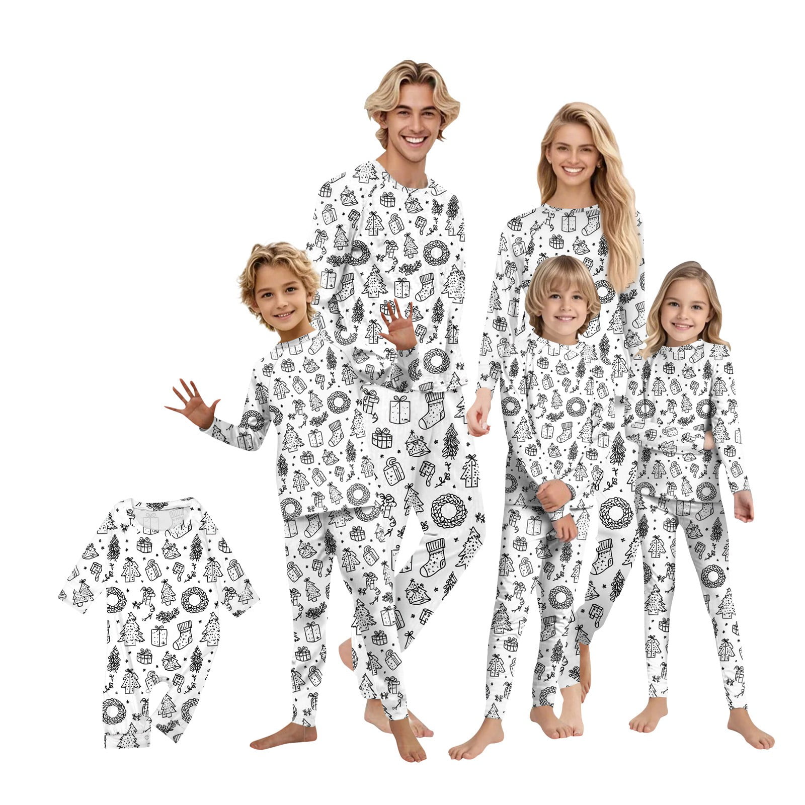 CCRFTGI Family Matching Pajama Set Colorable Diy Hand Painted Homewear ...
