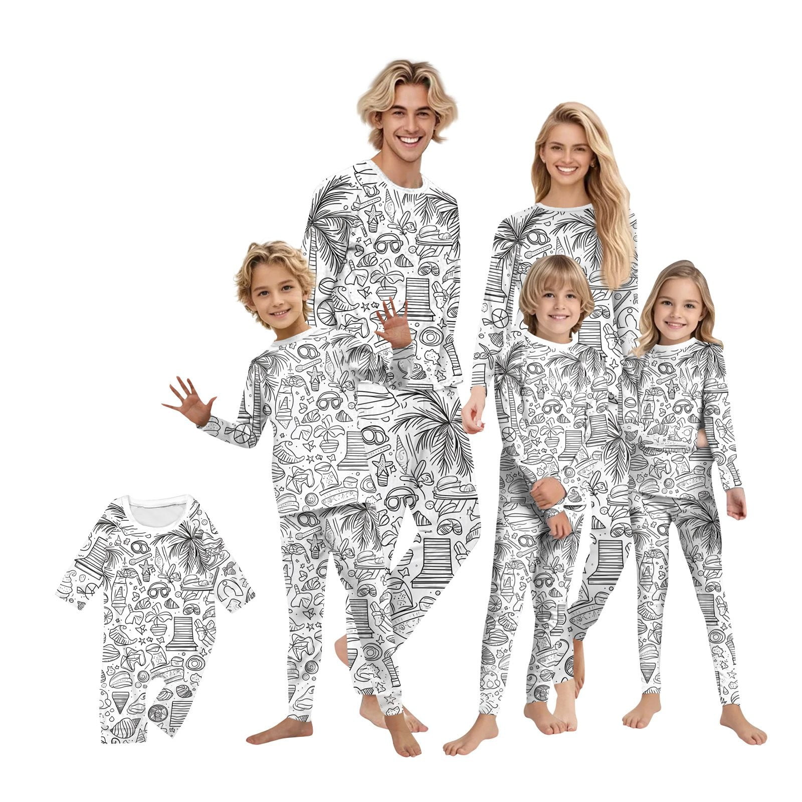 CCRFTGI Family Matching Pajama Set Colorable Diy Hand Painted Homewear ...