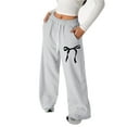 CCRFTGI Girl's Sweatpants Baggy Cute Bownot Wide Leg Elastic Waist ...