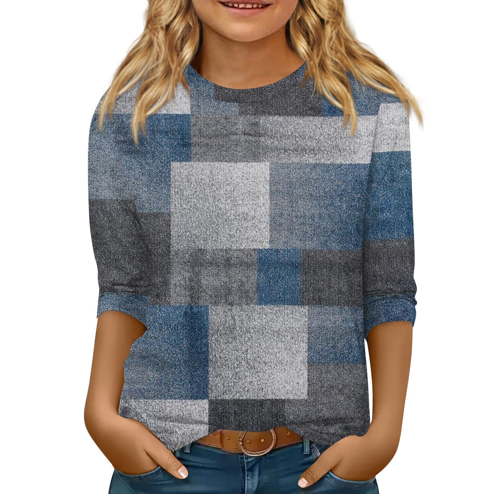 CCRFTGI Girls 3/4 Sleeve Shirts Fall Cute Girls Tops Size 7-8 Kids ...