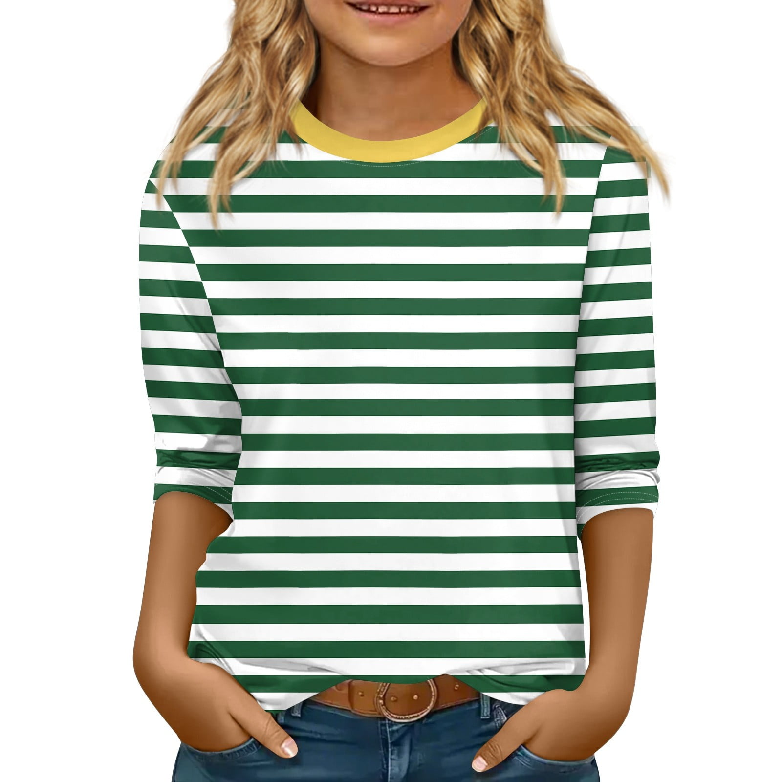 CCRFTGI Girls 3/4 Sleeve Shirts Fall Trendy Girls Tops Size 10-12 Kids ...