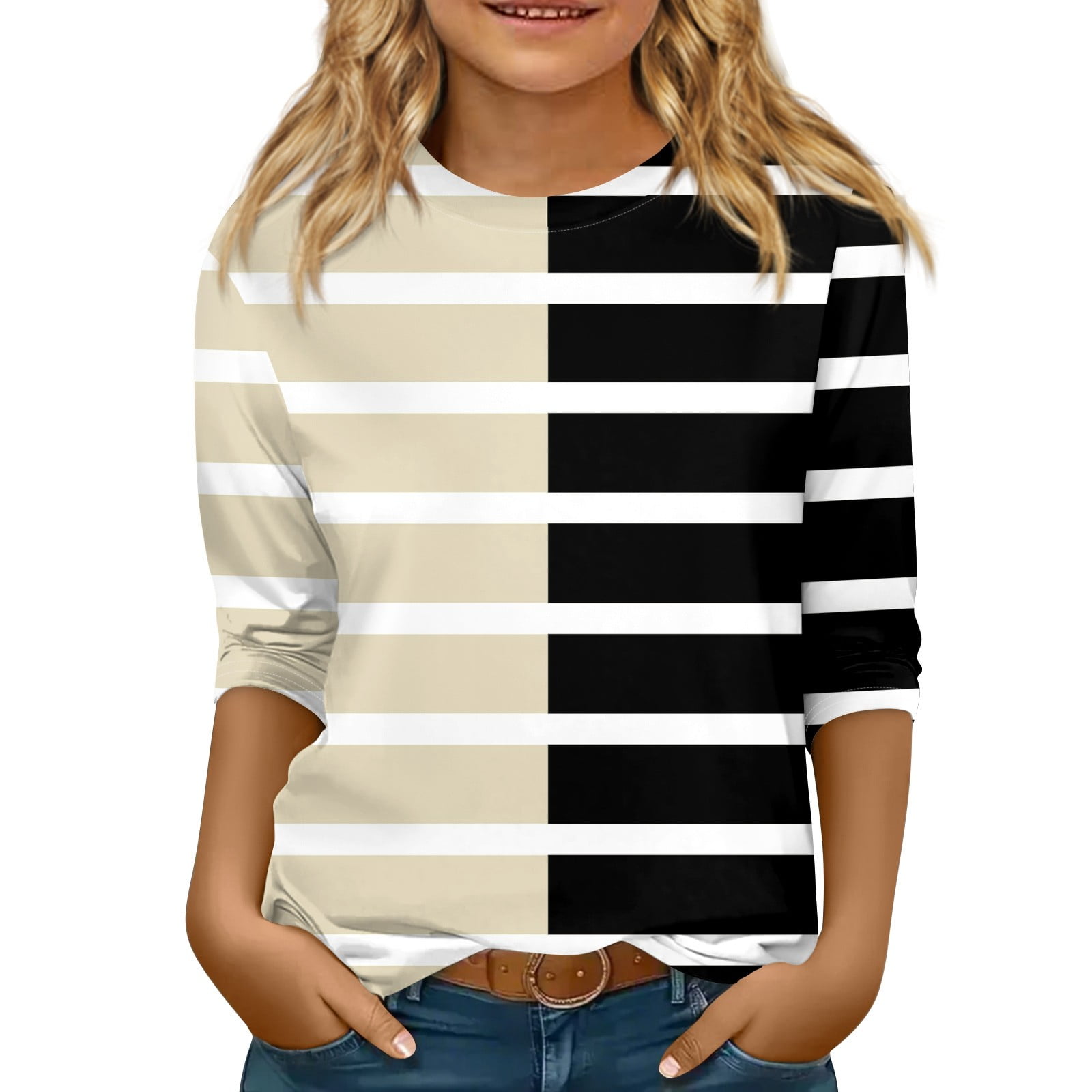 CCRFTGI Girls 3/4 Sleeve Shirts Fall Trendy Plain Shirts Size 10-12 ...