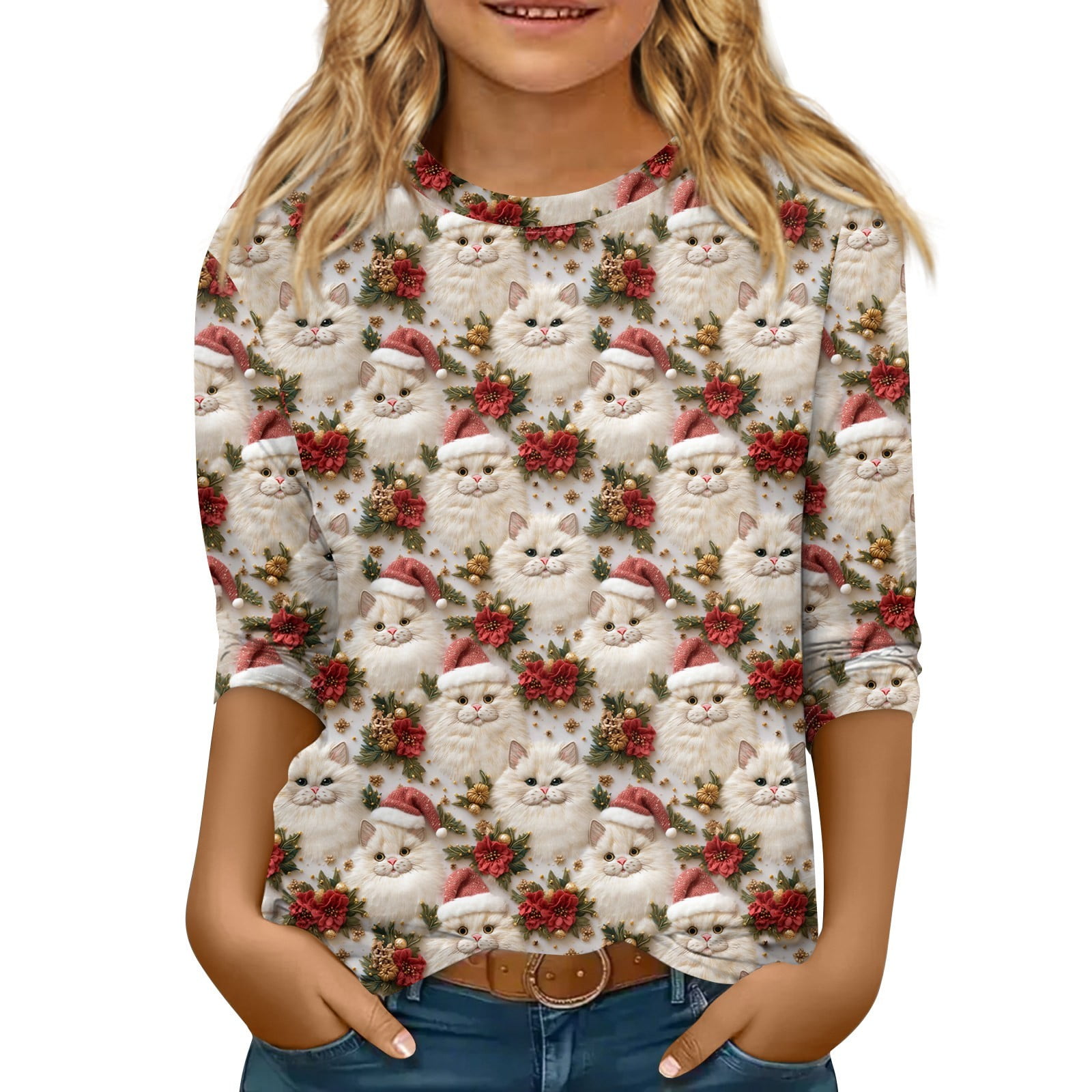 CCRFTGI Girls 3/4 Sleeve Shirts Size 10-12 Black Girls Tops Tween Girls ...