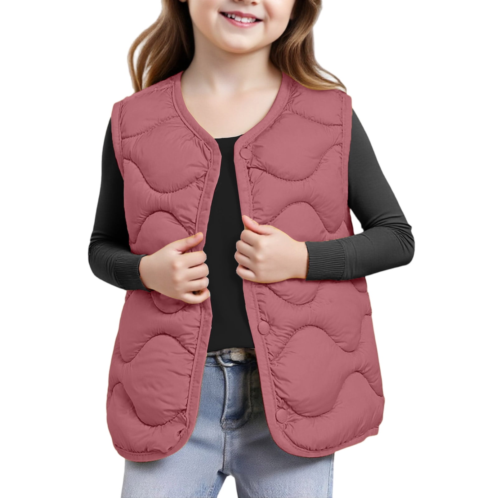 CCRFTGI Girls Boys Vest Lightweight Sleeveless Jacket Causal Fall Winter Vests Trendy Buttons ...