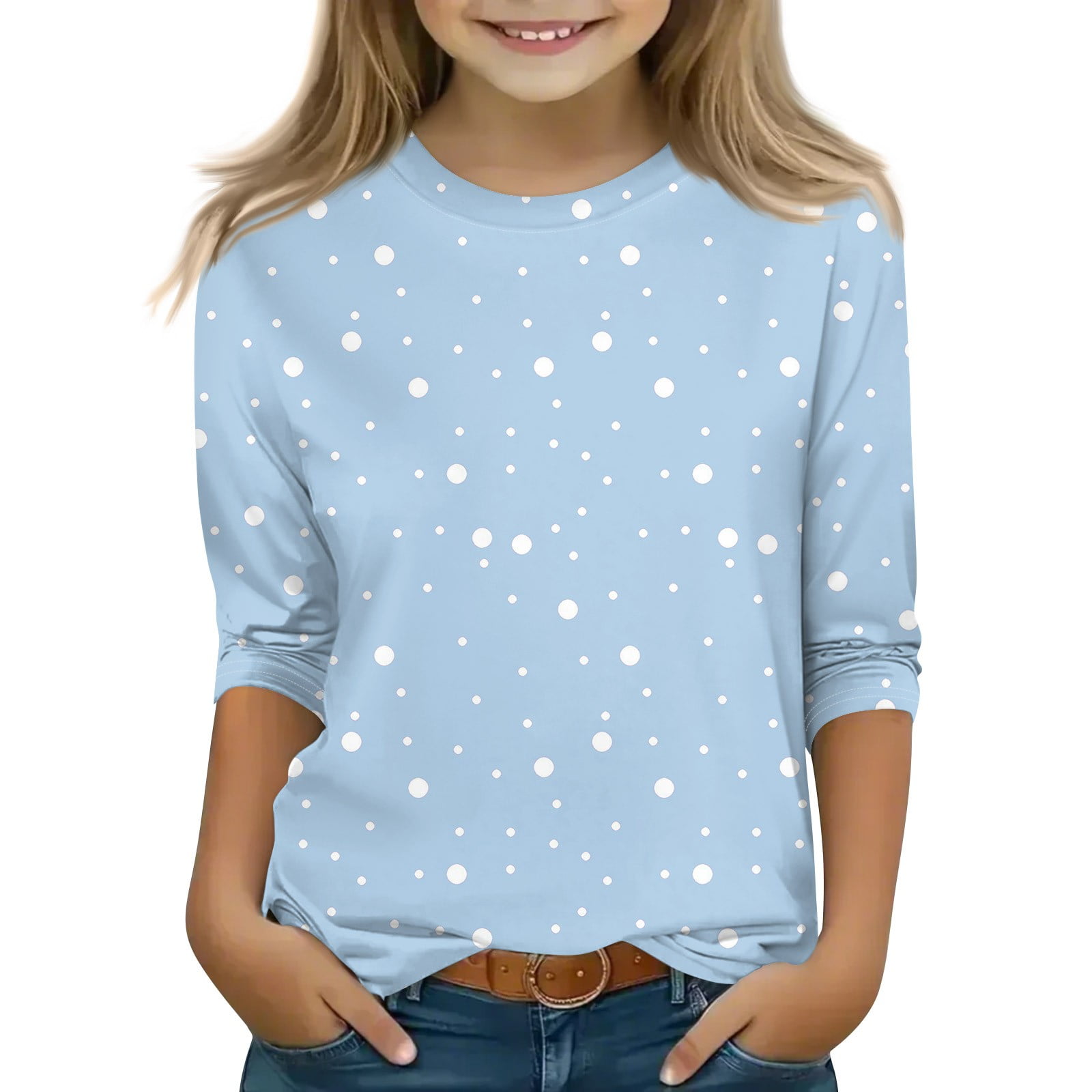 CCRFTGI Girls Clothes Size 15-16 Polka Dot Graphic 3/4 Length Sleeve ...