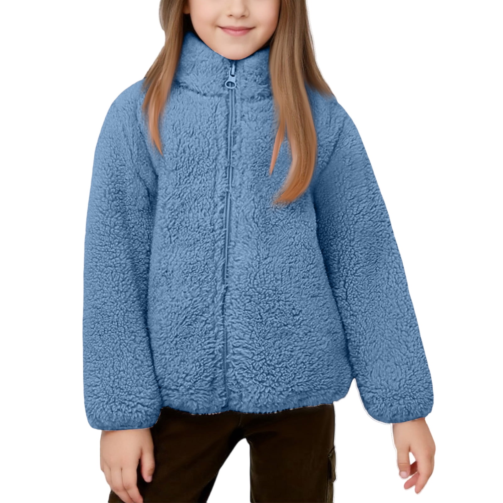 CCRFTGI Girls Fleece Jacket Fuzzy Full Zip Outwear Coat Warm Fall ...