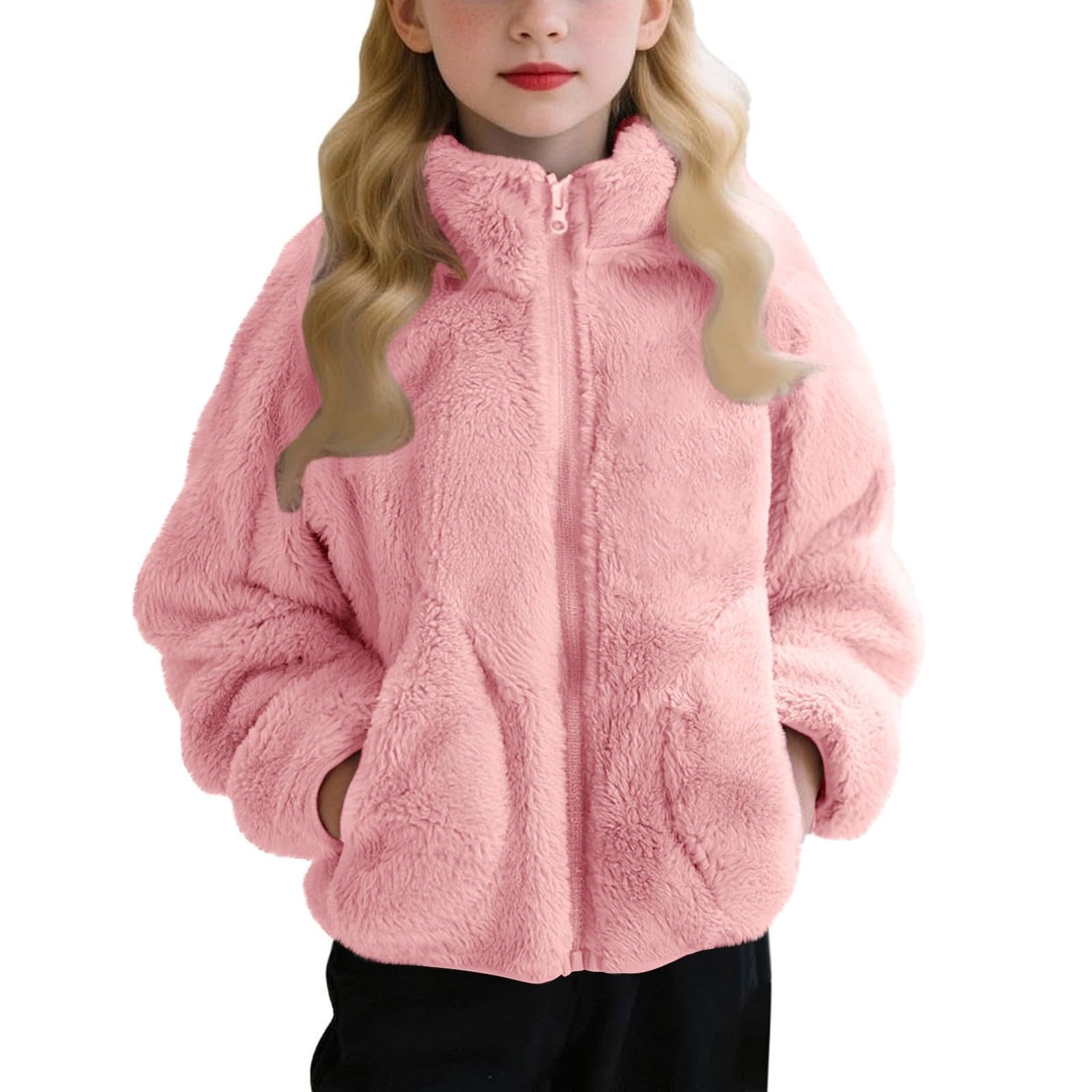 CCRFTGI Girls Fleece Jacket Fuzzy Zip Up Outwear Coat Soft Fall Winter ...