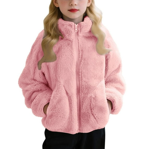 CCRFTGI Girls Fleece Jacket Fuzzy Zip Up Outwear Coat Soft Fall Winter Jacket Teddy Hoodie ...
