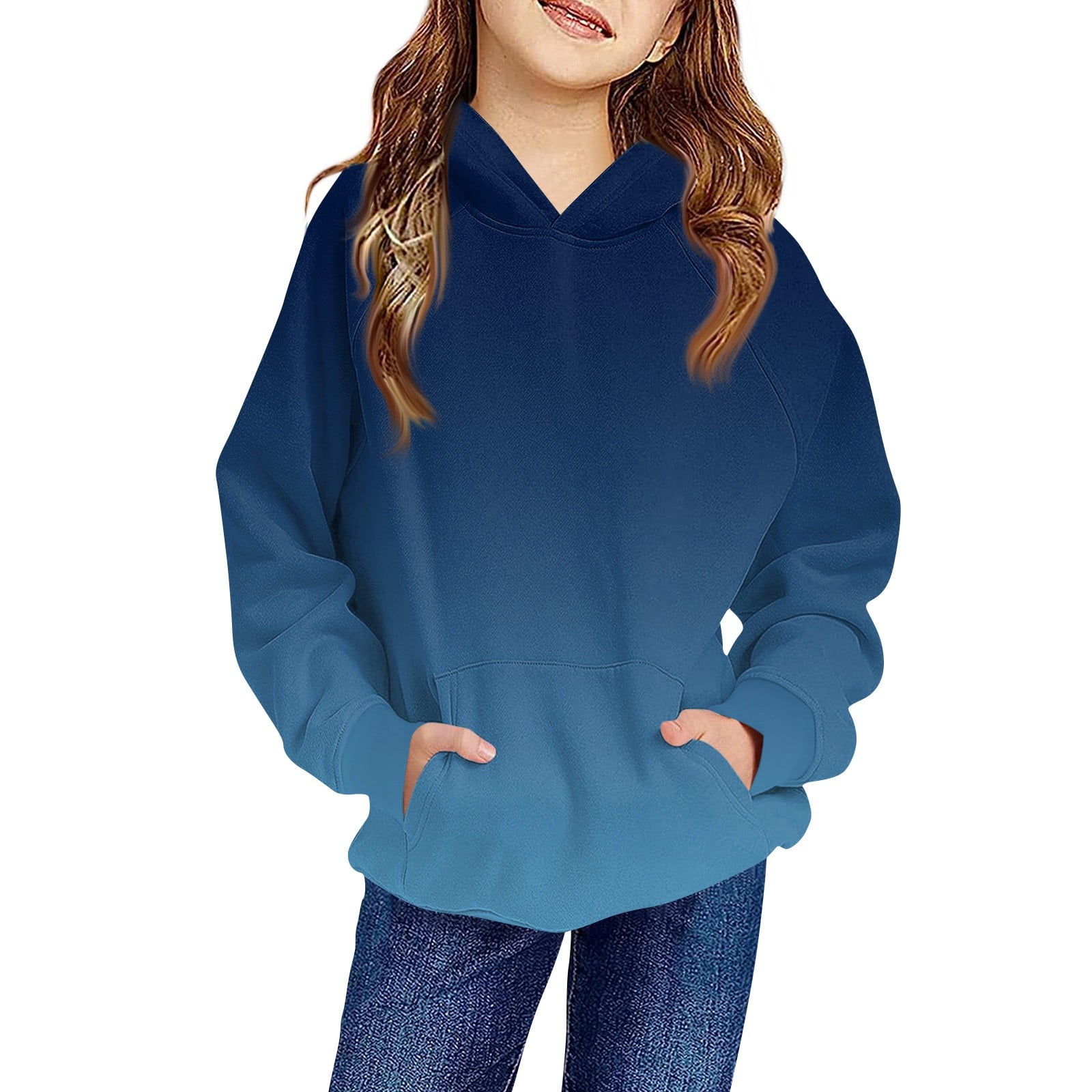 CCRFTGI Girls Hoodie Fleece Gradient Hoodie Shirts Raglan Long Sleeve ...