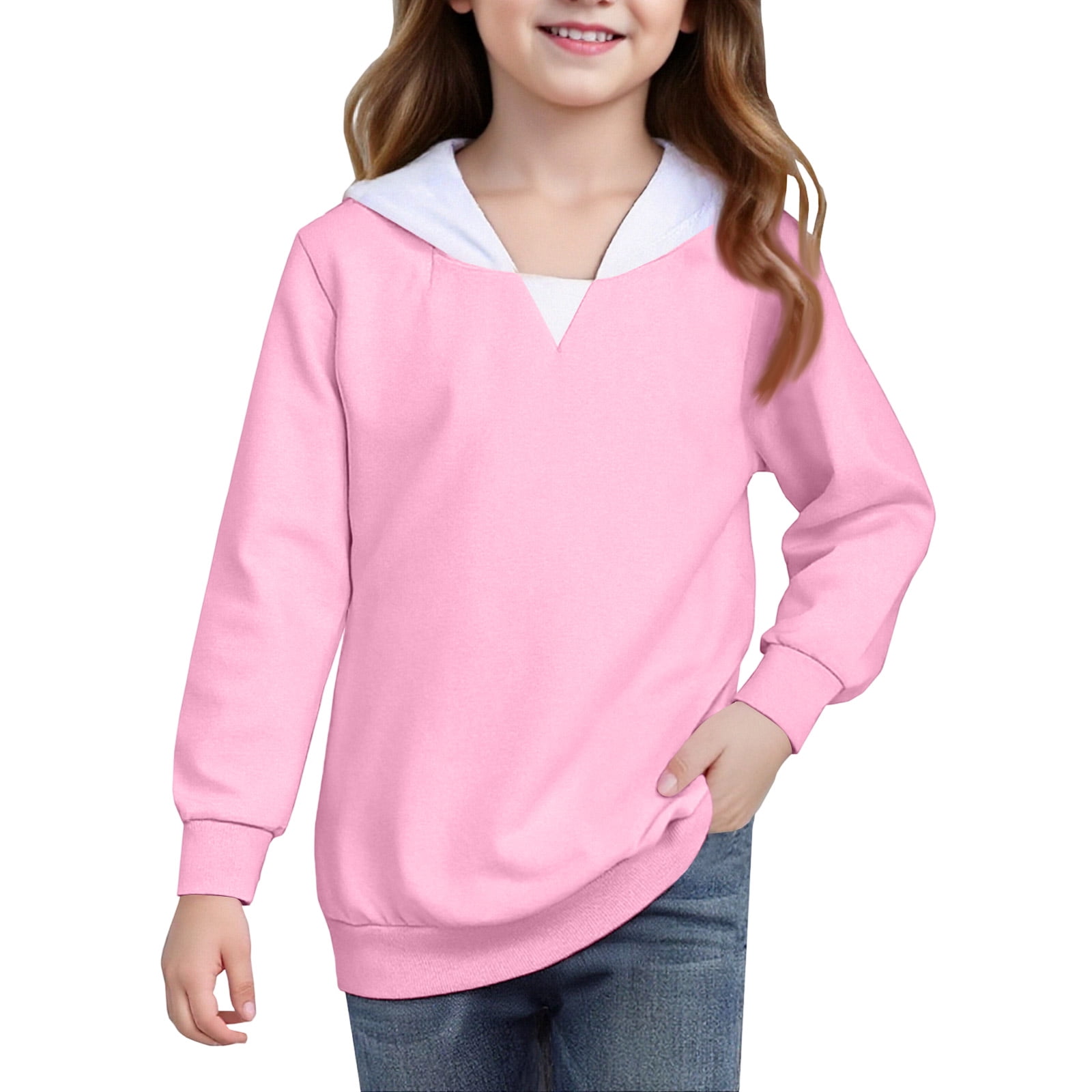 CCRFTGI Girls Hoodies Size 8 Cute Oversized Color Block Hooded Neck ...