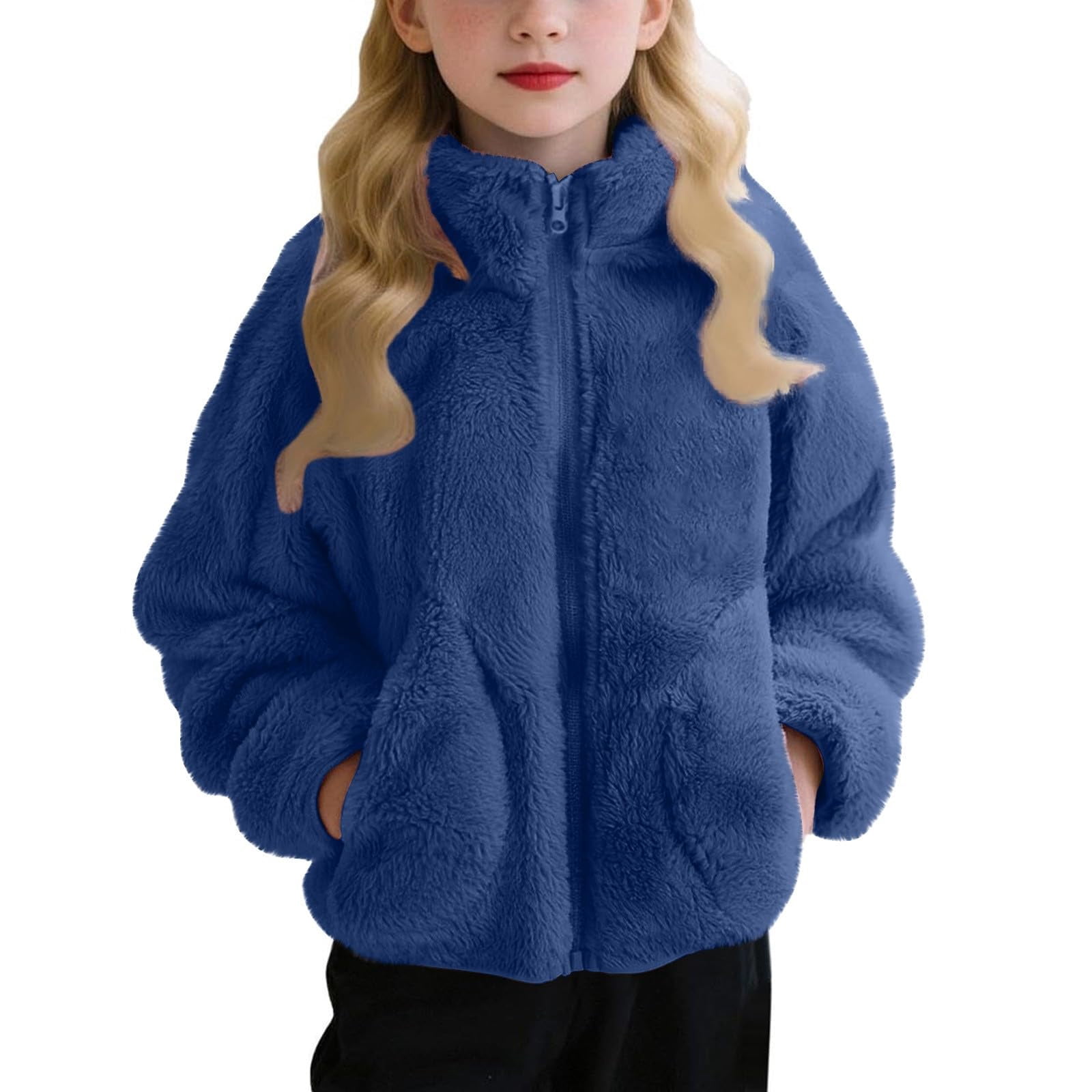 CCRFTGI Girls Jackets Size 10-12 Fleece Fuzzy Zip Up Outwear Coat Soft ...
