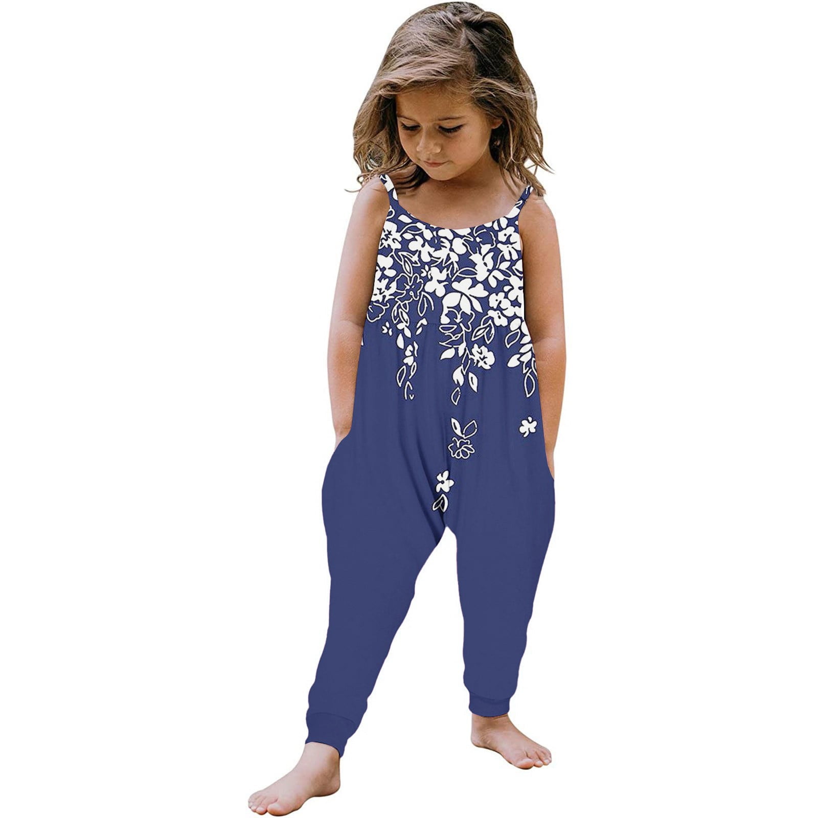 CCRFTGI Girls Jumpsuits Size 3-4 Spaghetti Strap Girls Romper Summer ...