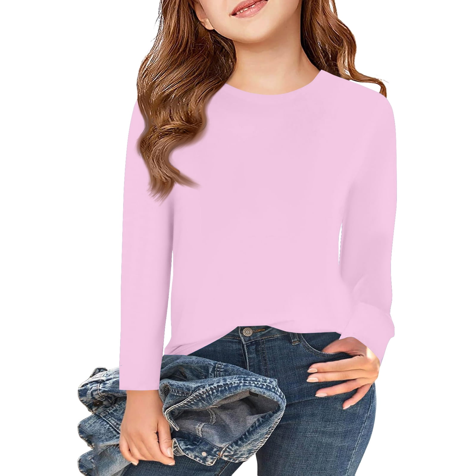 CCRFTGI Girls Long Sleeve Shirts Casual Long Sleeve T Shirts Soft ...