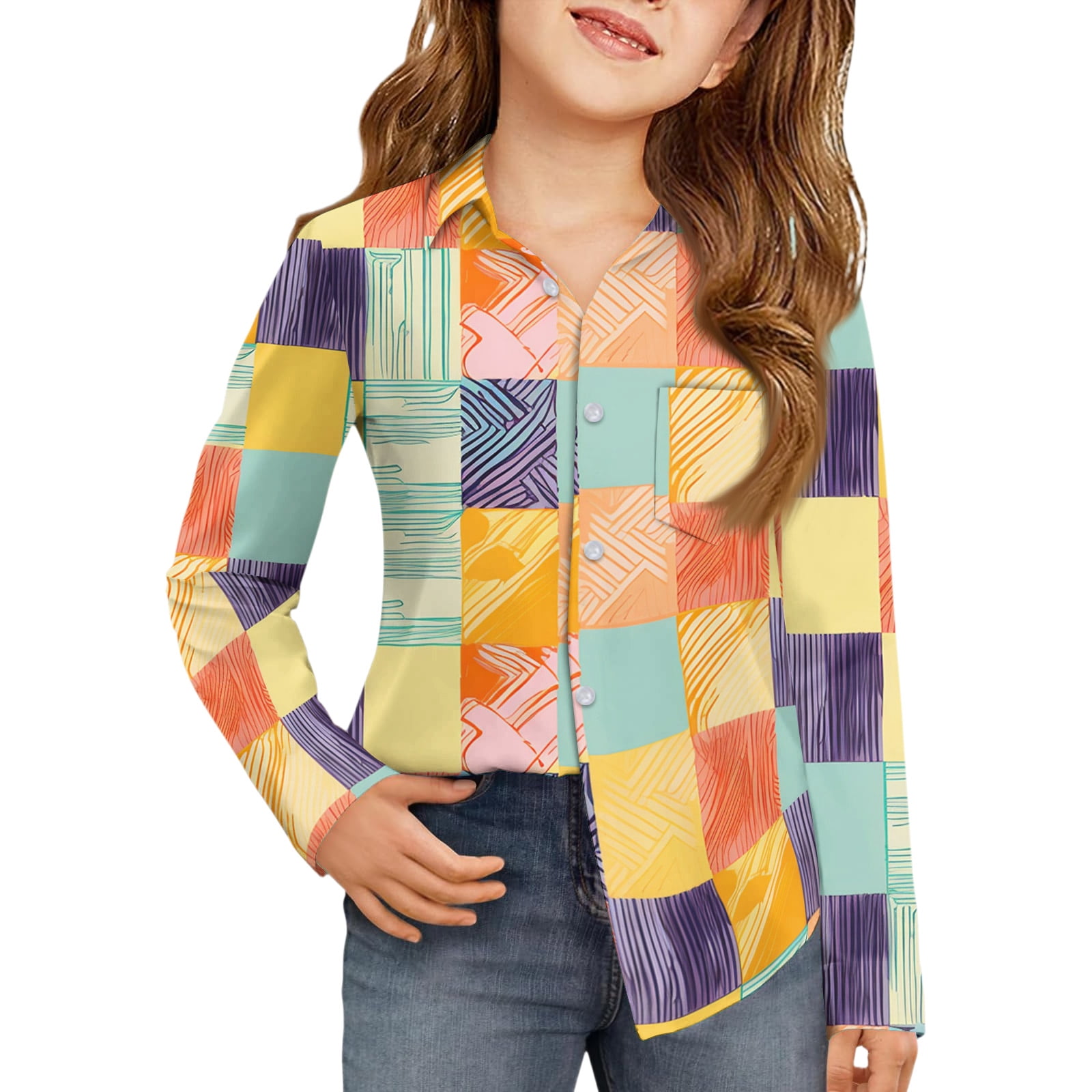 CCRFTGI Girls Long Sleeve Shirts for Child Size 10-12 Causal Back To ...