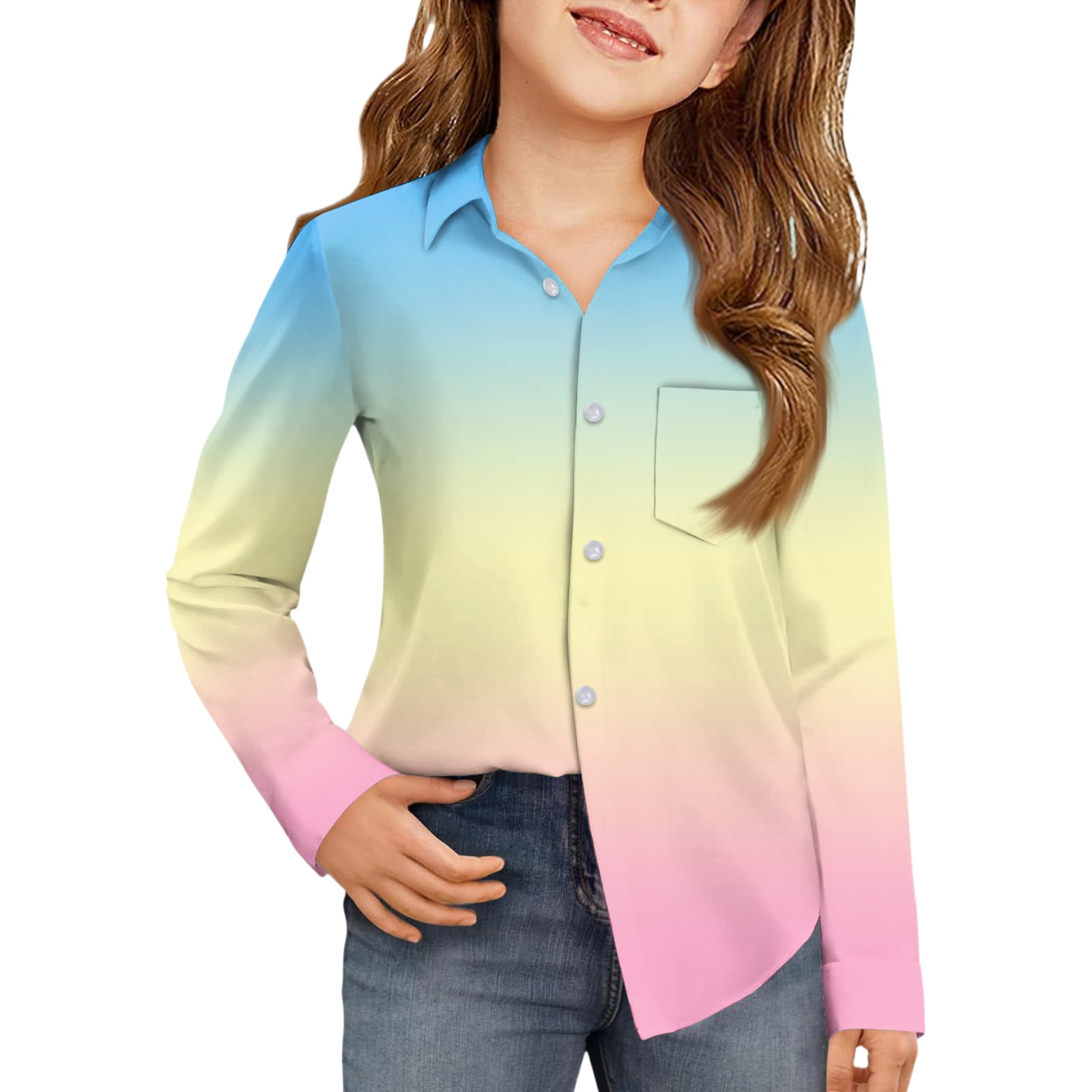 CCRFTGI Girls Long Sleeve Shirts for Child Size 10-12 Causal Back To ...