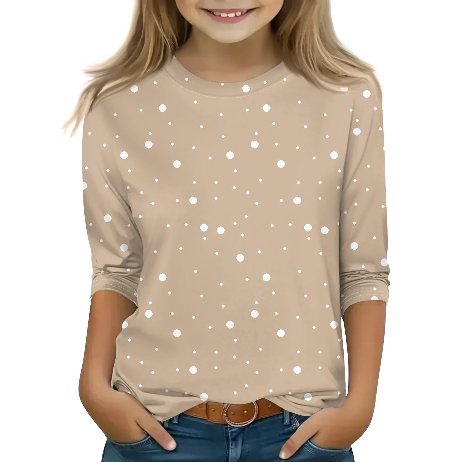CCRFTGI Girls Outfits 14-16 Polka Dot Graphic 3/4 Sleeve Tween Girls ...