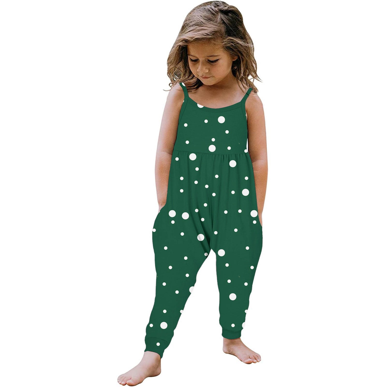 CCRFTGI Girls Romper Polka Dot Sleeveless Kids Jumpsuit Spring ...