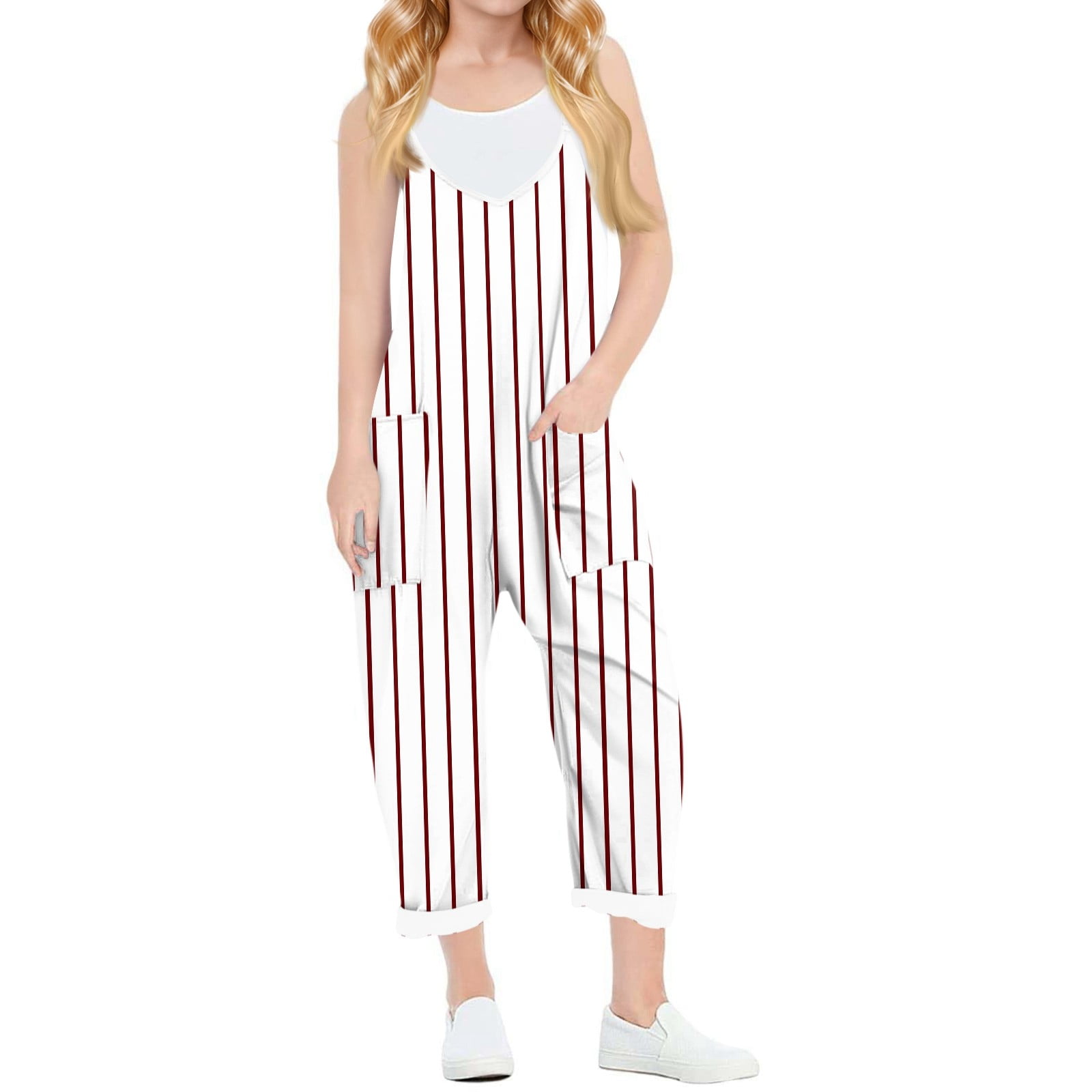 CCRFTGI Girls Rompers Size 10-12 Wine Striped Sleeveless Girls ...