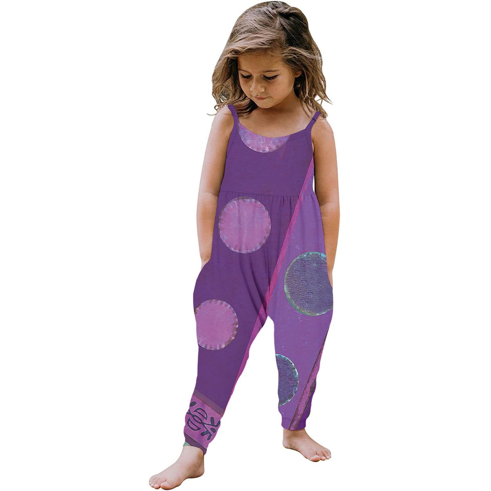 CCRFTGI Girls Rompers Size 5-6 Polka Dot Sleeveless Girls' Jumpsuits ...