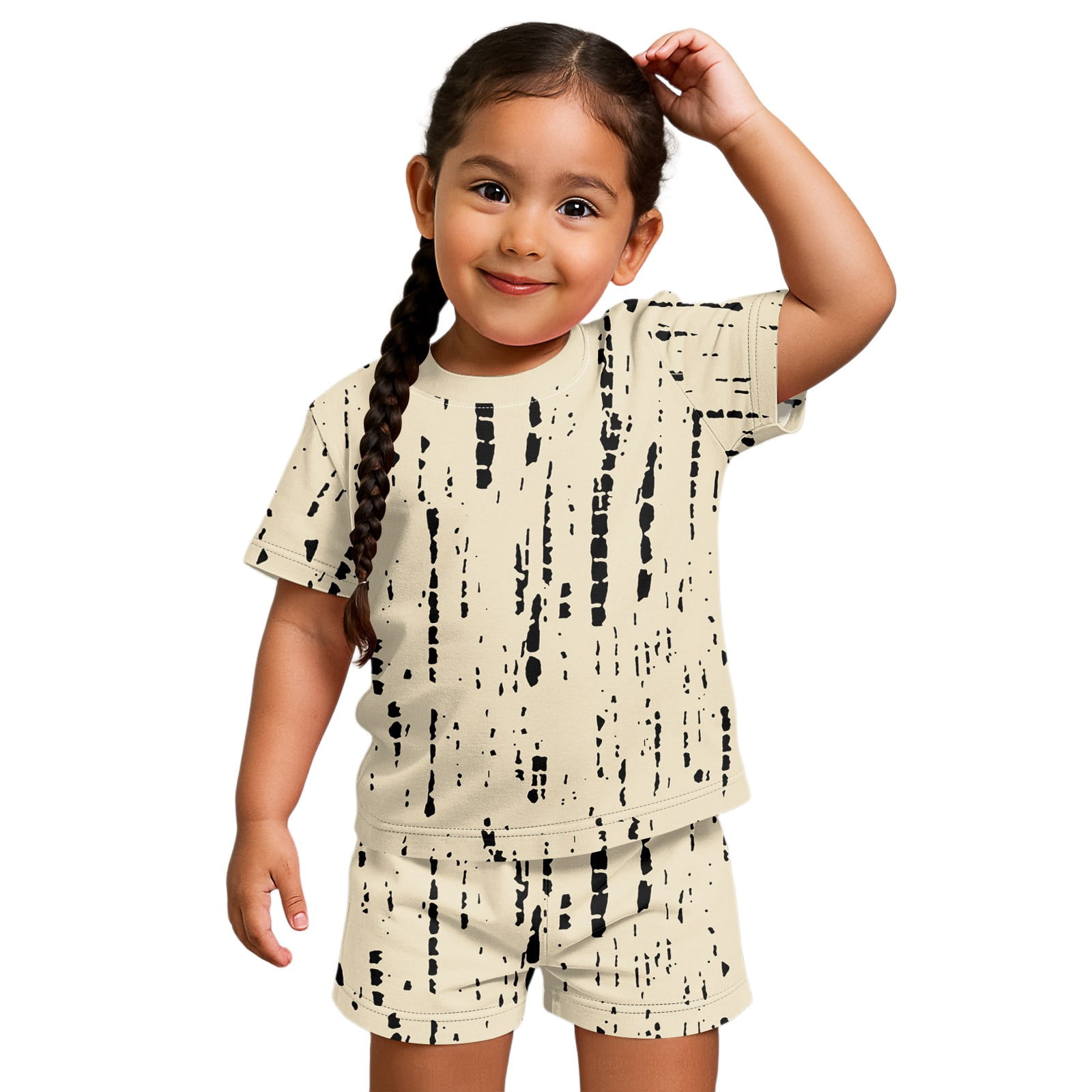 CCRFTGI Girls Summer Outfit Fashion 2pcs Short Sleeve Color Block Shirt ...