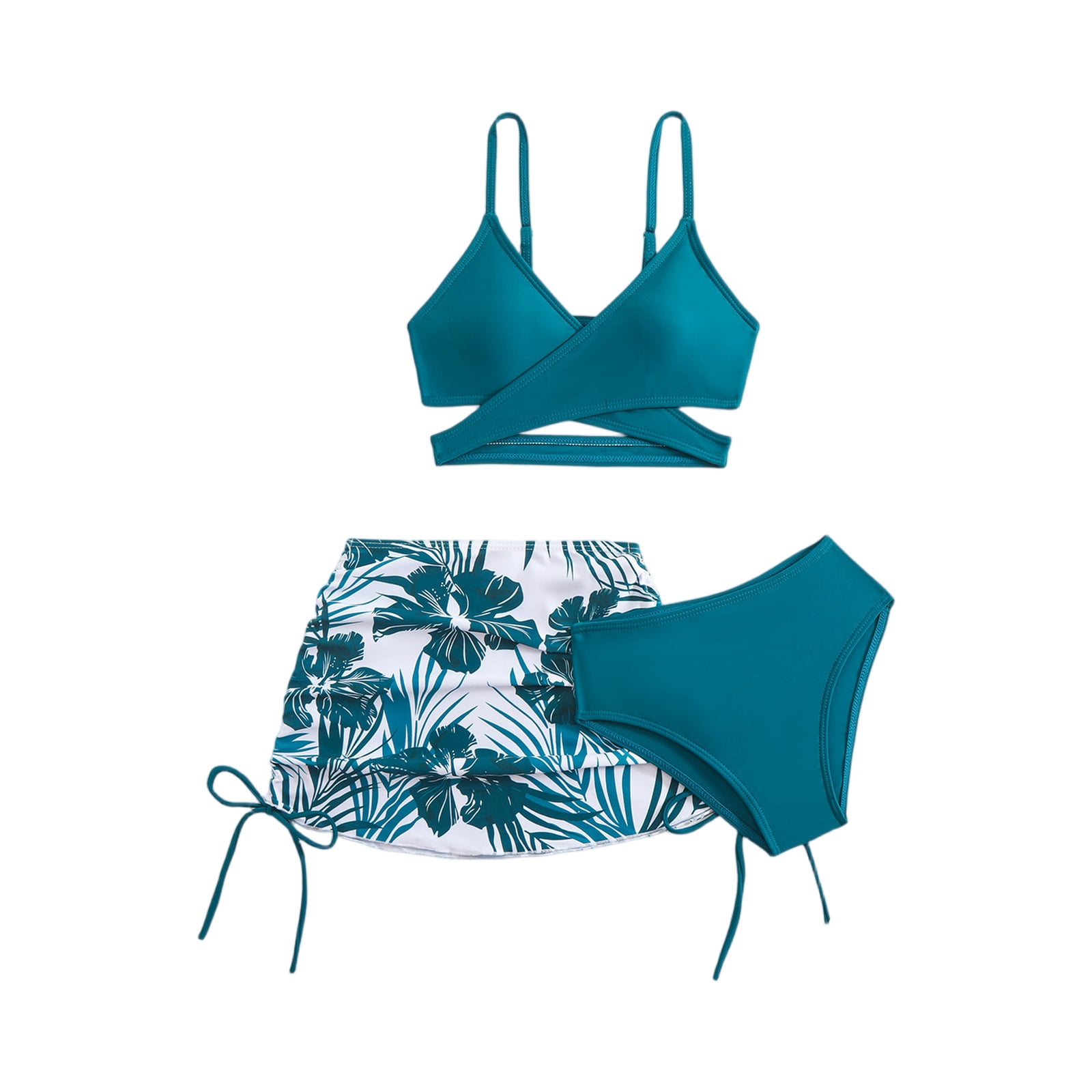 CCRFTGI Girls Swimsuit 3 Piece Summer Cute Bathing Suit Allover Printed ...