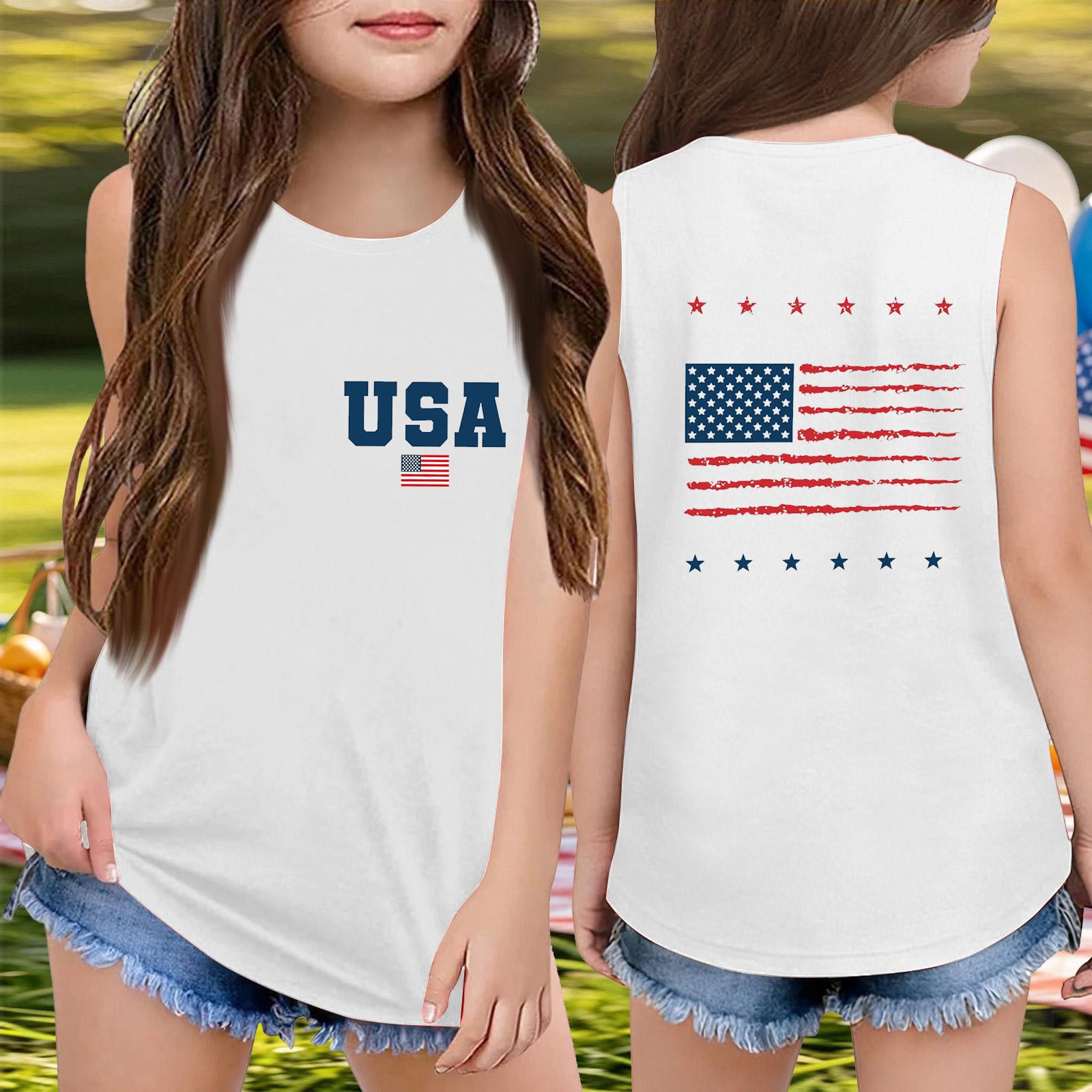 CCRFTGI Girls Tank Tops Size 7-8 4th Of July 250 Anniversary Usa Flag ...