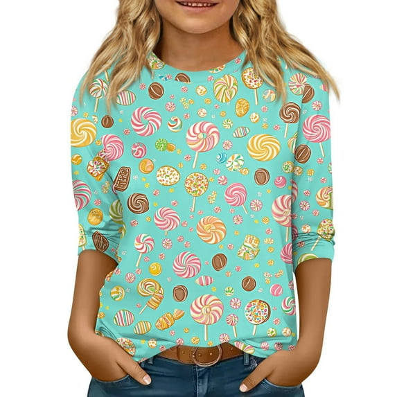 CCRFTGI Girls Tops Size 10-12 3/4 Length Sleeve Trendy Floral Prints ...