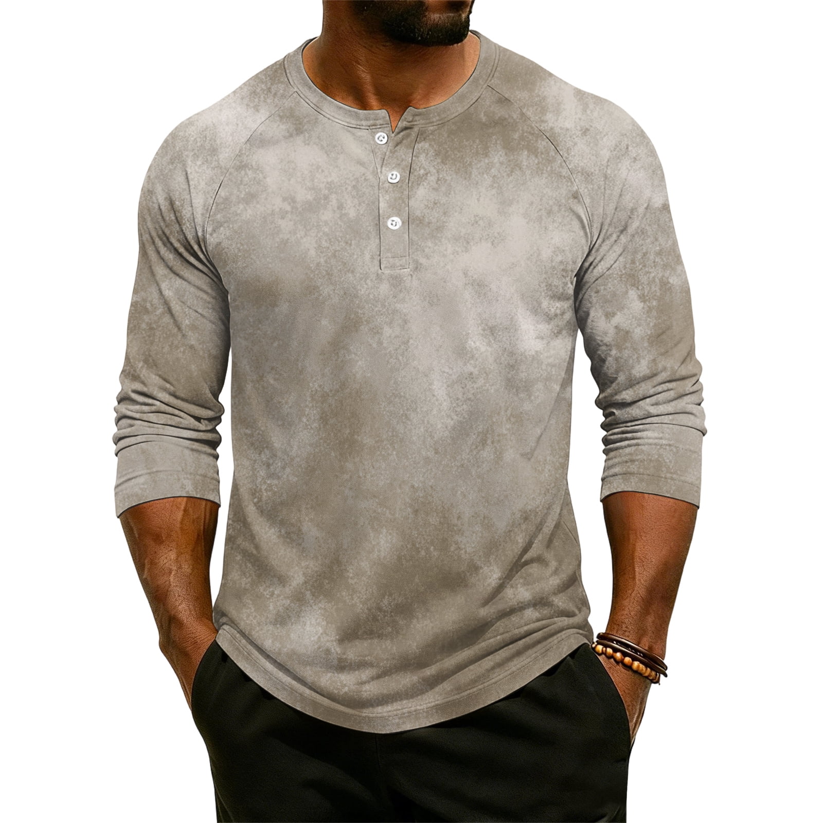 CCRFTGI Henley Shirts for Men Raglan 3/4 Sleeve Casual Fashion Camo ...