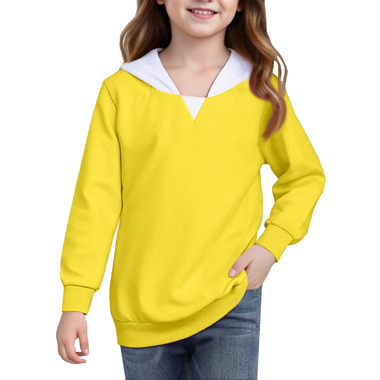 CCRFTGI Hoodies for Girls 10-12 Cute Oversized Color Block Hooded Neck ...