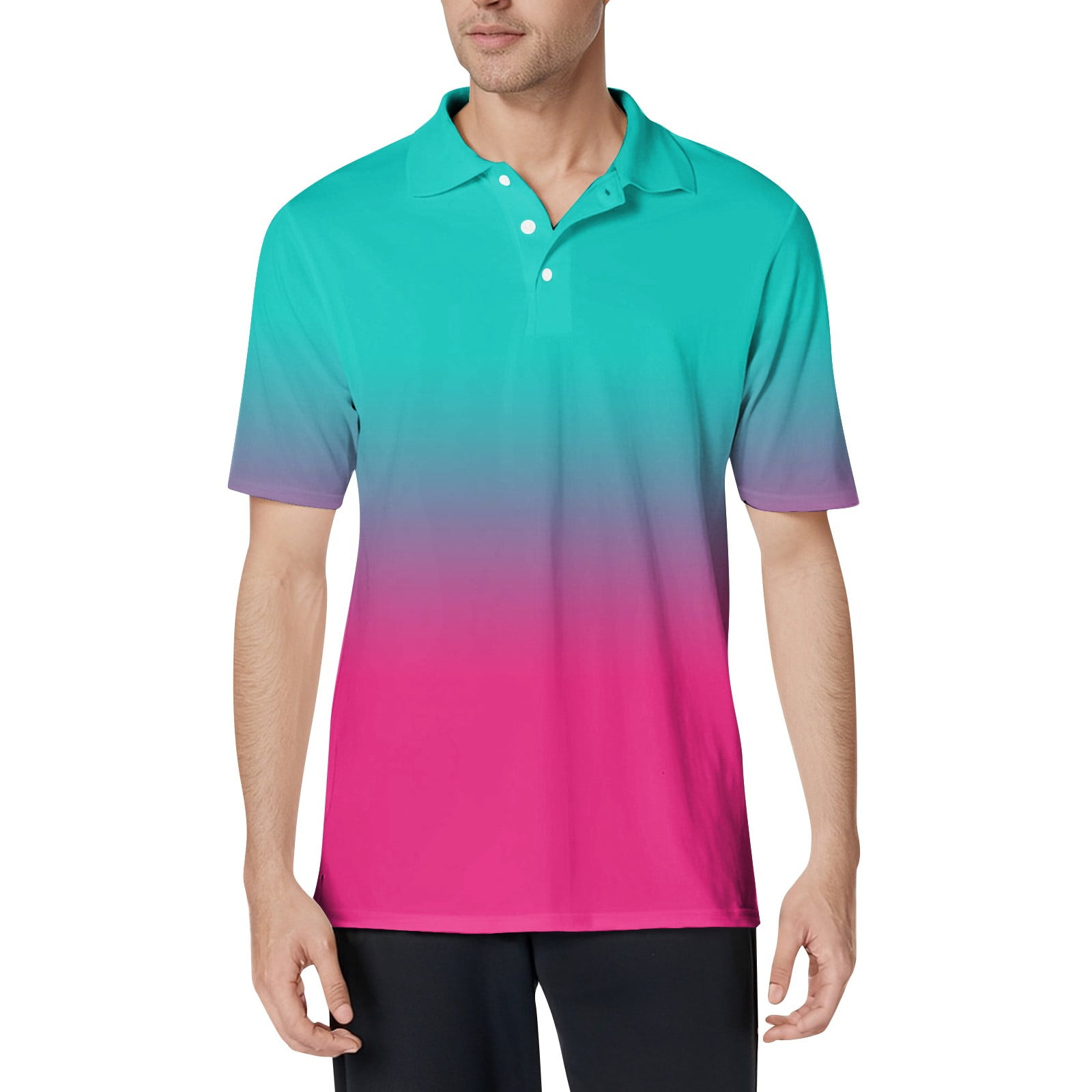 CCRFTGI Hot Pink Polo Shirts for Men Short Sleeve Button Down Mens ...