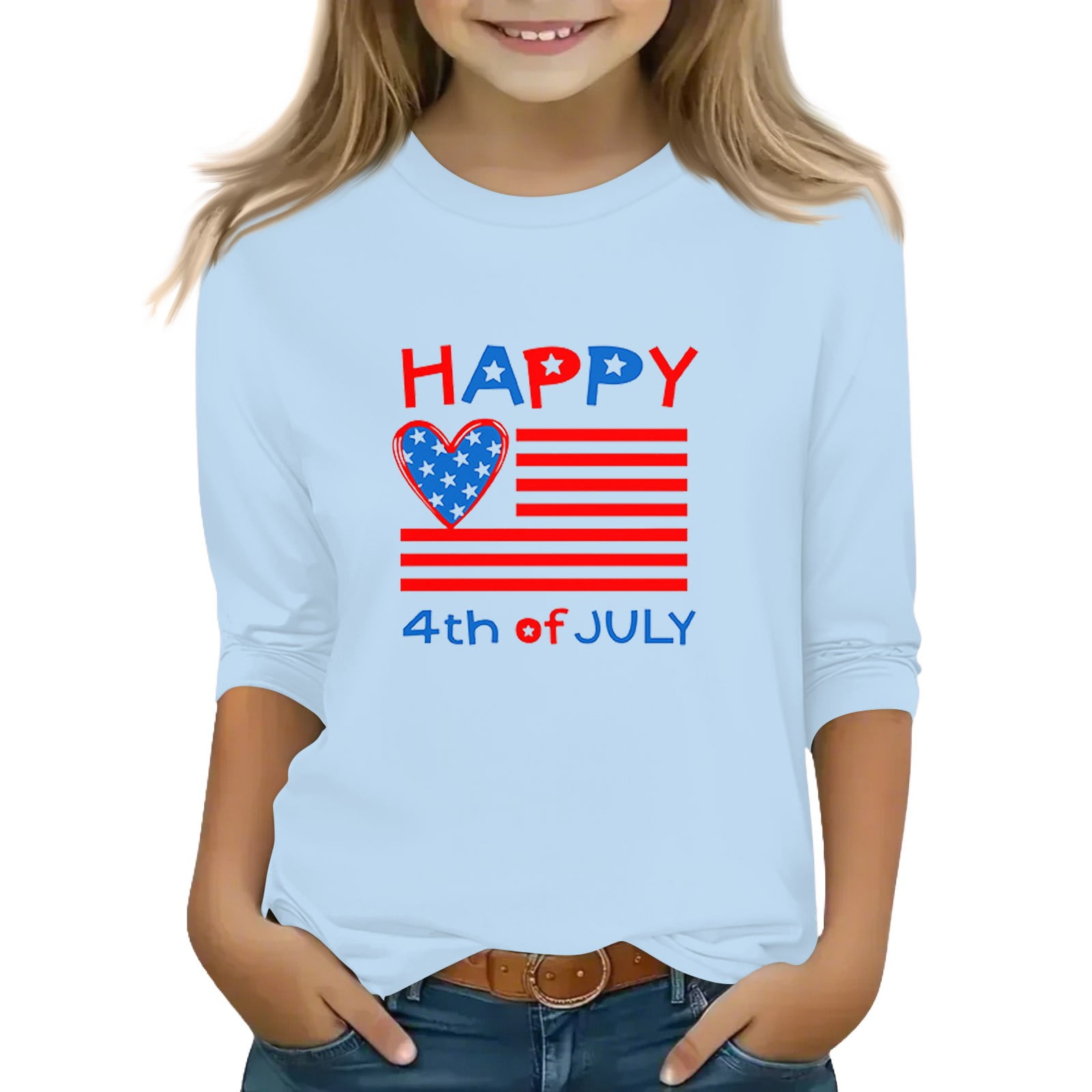 CCRFTGI Independence Day Blue Top for Girls July 4th Celebration ...