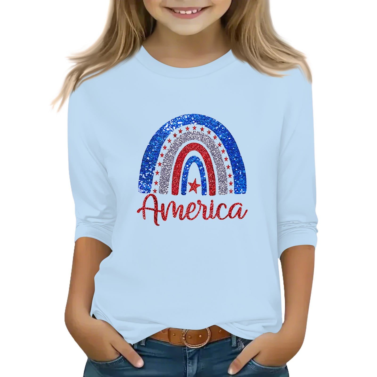 CCRFTGI Independence Day Deep Red Shirts for Boys 1776 Patriotic 3/4 ...