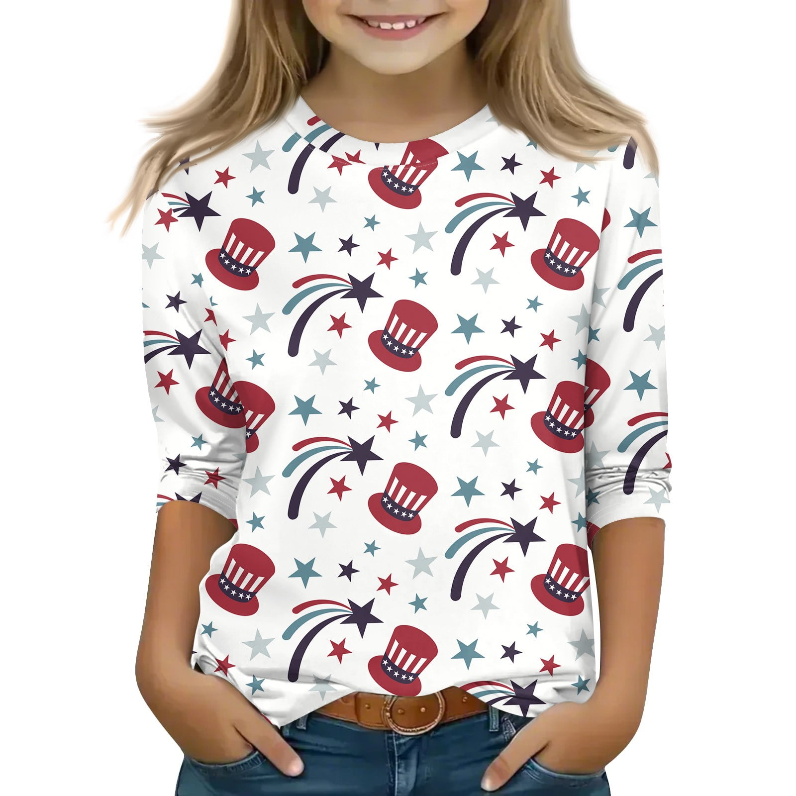 CCRFTGI Independence Day Deep Red Tops for Teen Girls 4th Of July ...