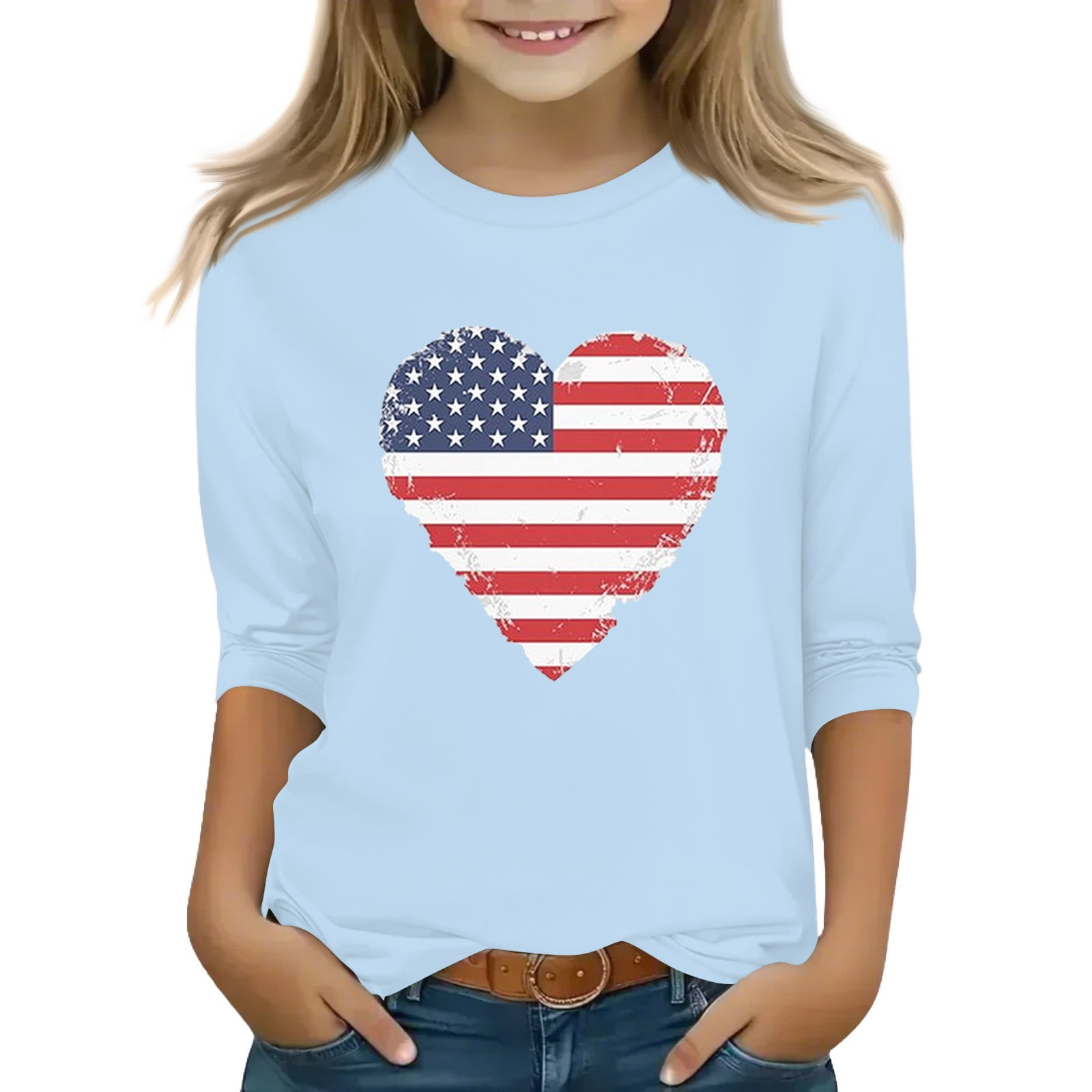 CCRFTGI Independence Day Royal Blue Shirts for Boys 1776 Freedom 3/4 Length Sleeve Shirt 2025 ...