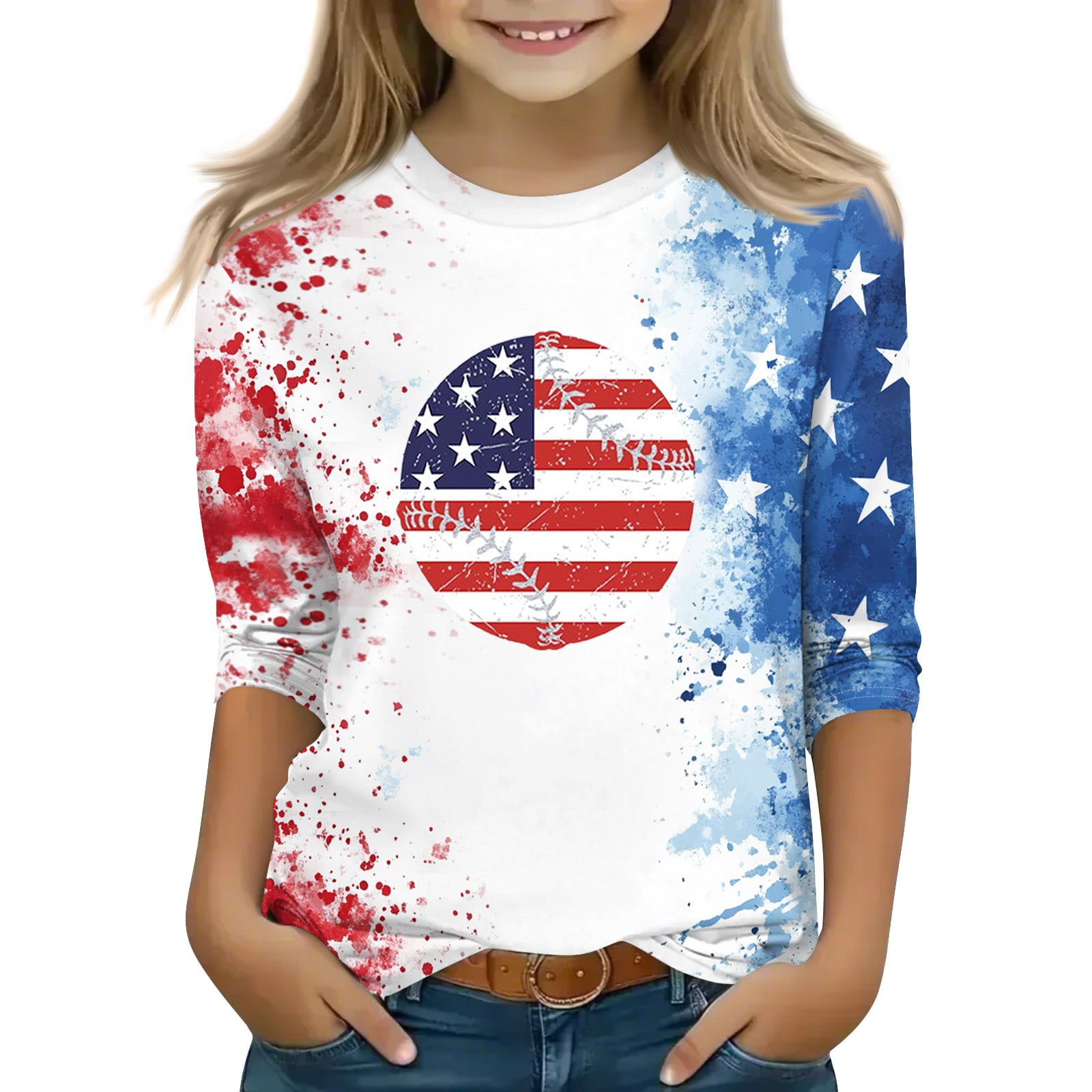 CCRFTGI Independence Day Shirts for Teens 4th Of July 3/4 Sleeve ...
