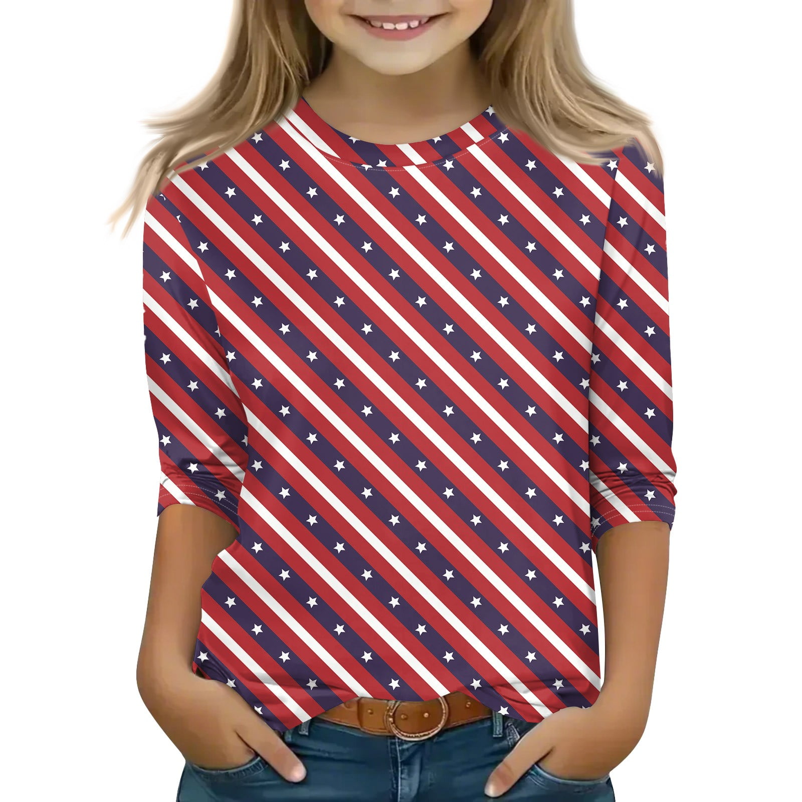CCRFTGI Independence Day Tops for Teen Girls July 4th Celebration 3/4 ...